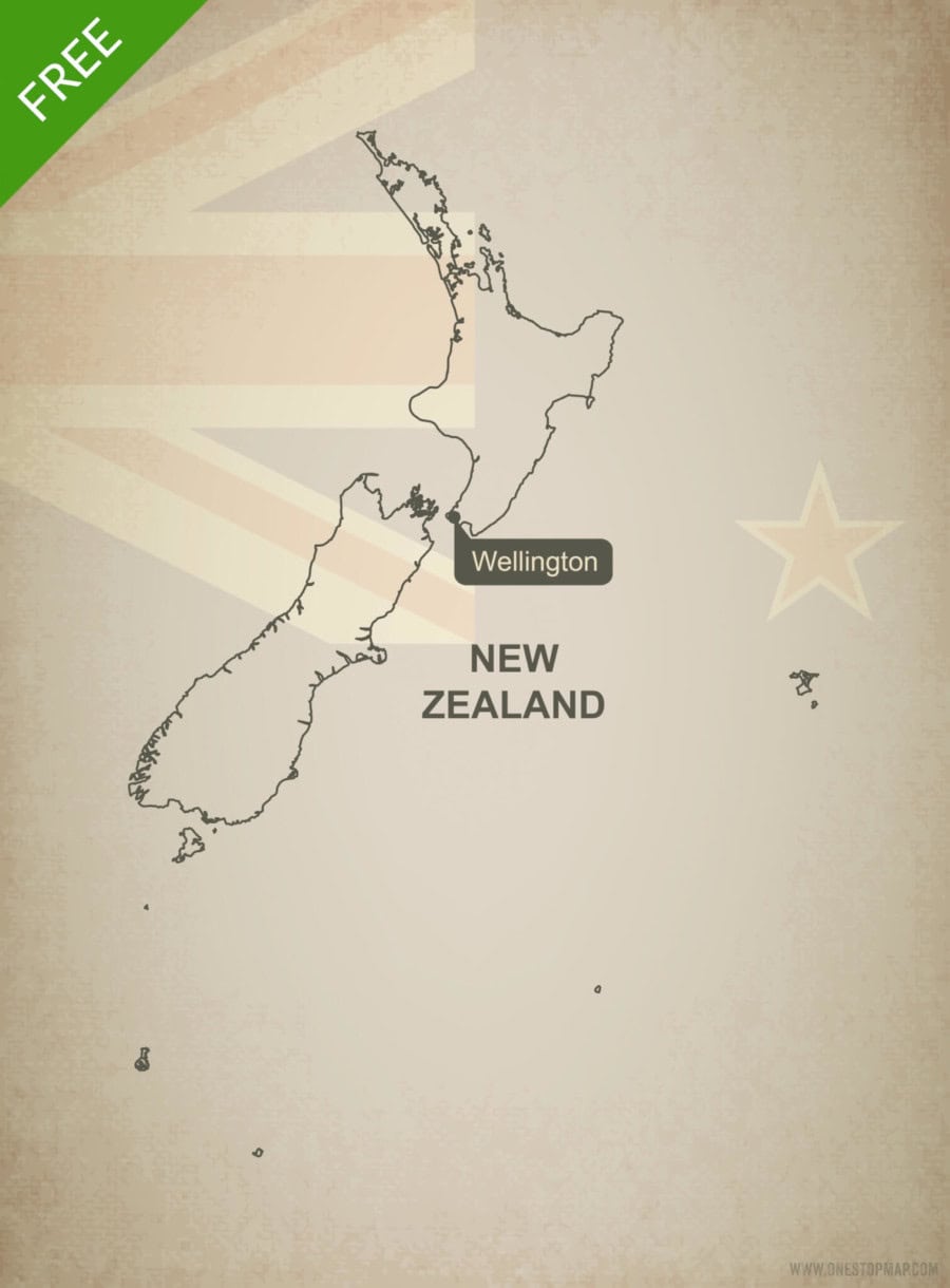 Free Vector Map of New Zealand Outline | One Stop Map