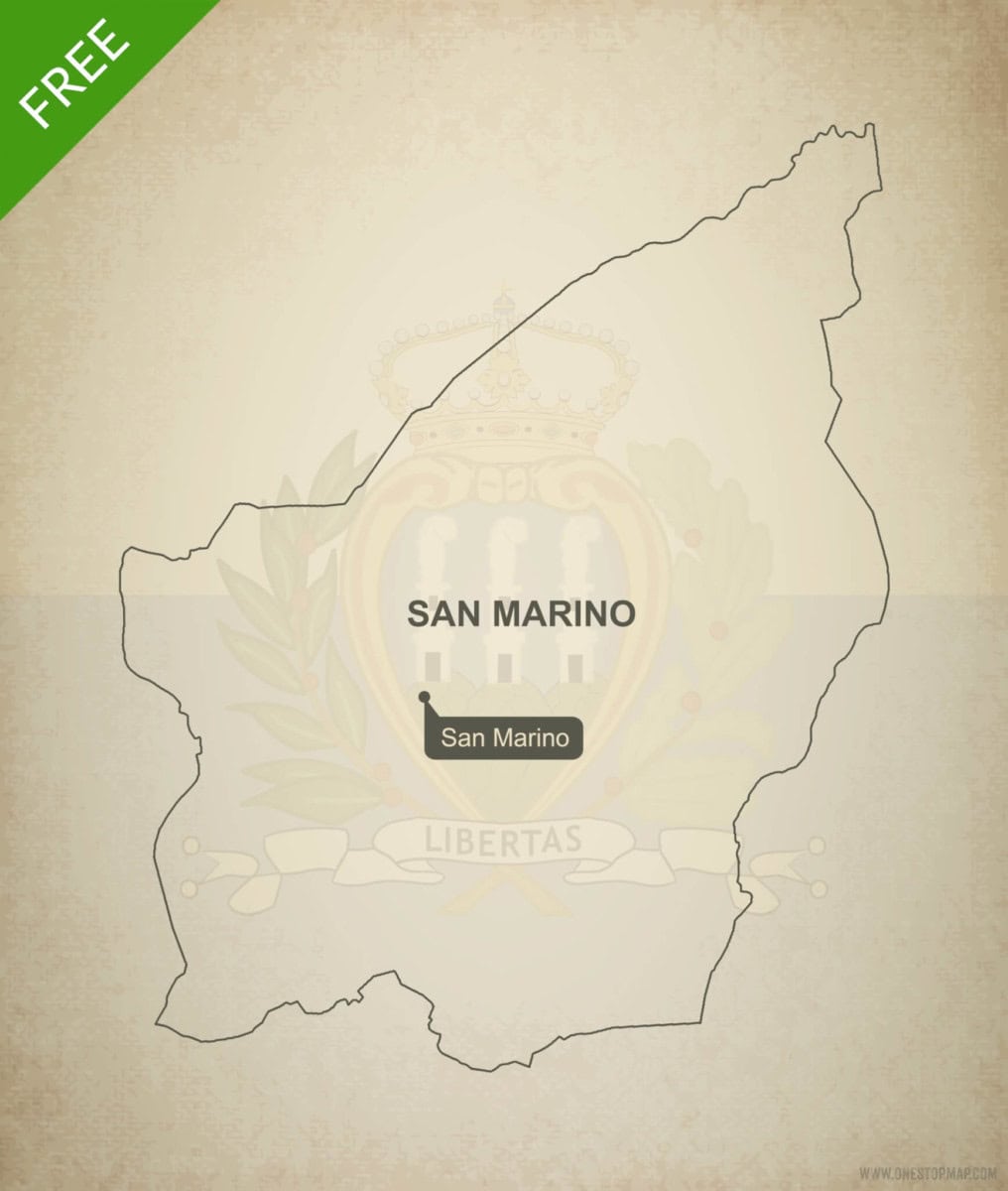 Free Vector Map of San Marino Outline | One Stop Map