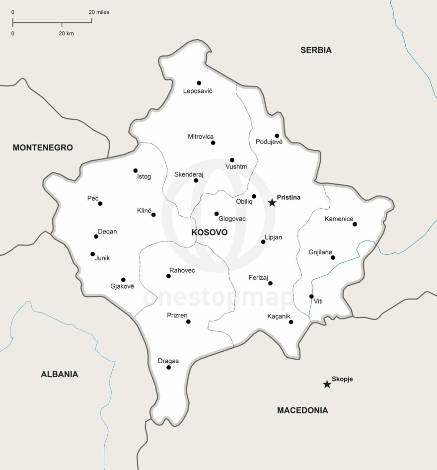 Vector Map of Kosovo Political | One Stop Map