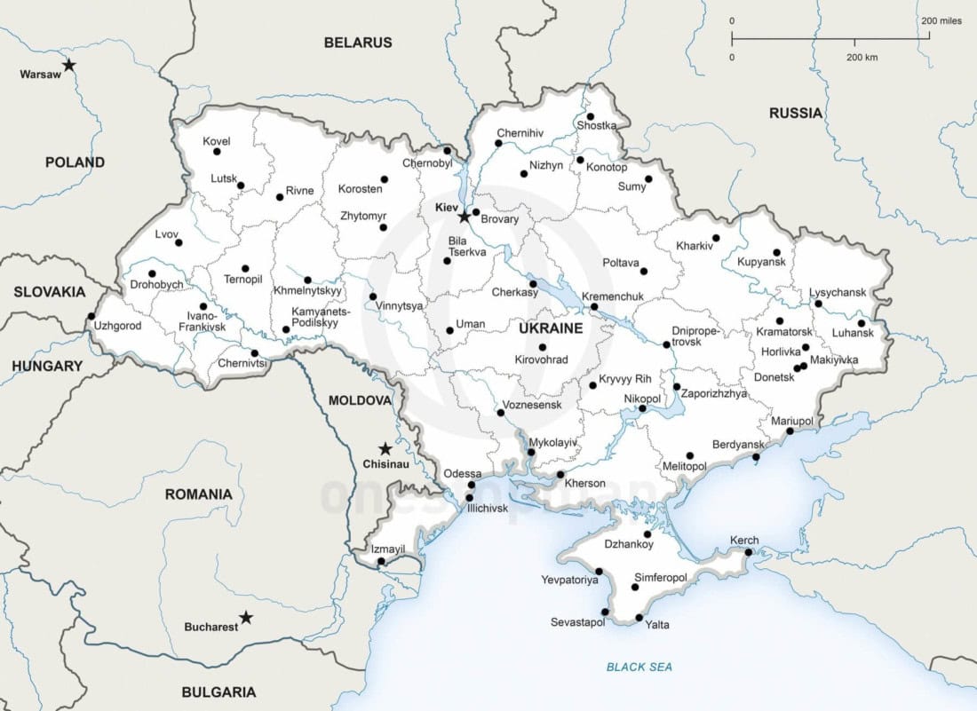 Free Vector Map of Ukraine Outline | One Stop Map
