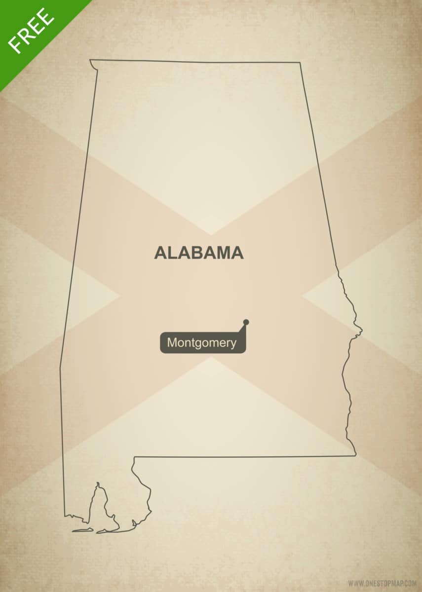 Free vector map of Alabama outline | One Stop Map
