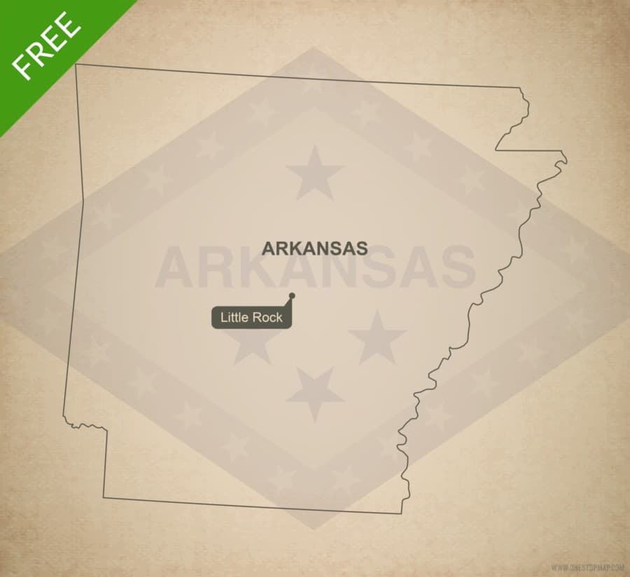 Free vector map of Arkansas outline | One Stop Map