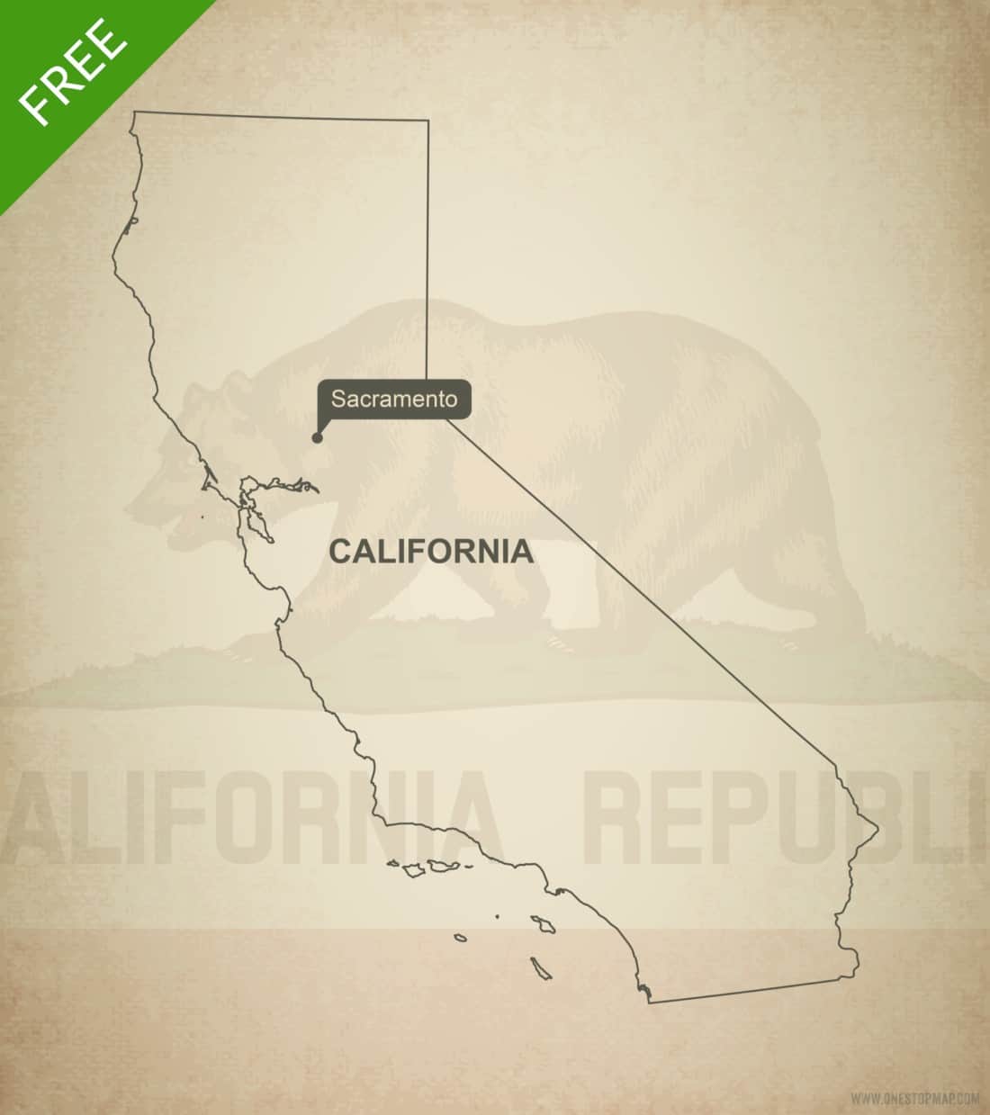 Vector Map of California political | One Stop Map