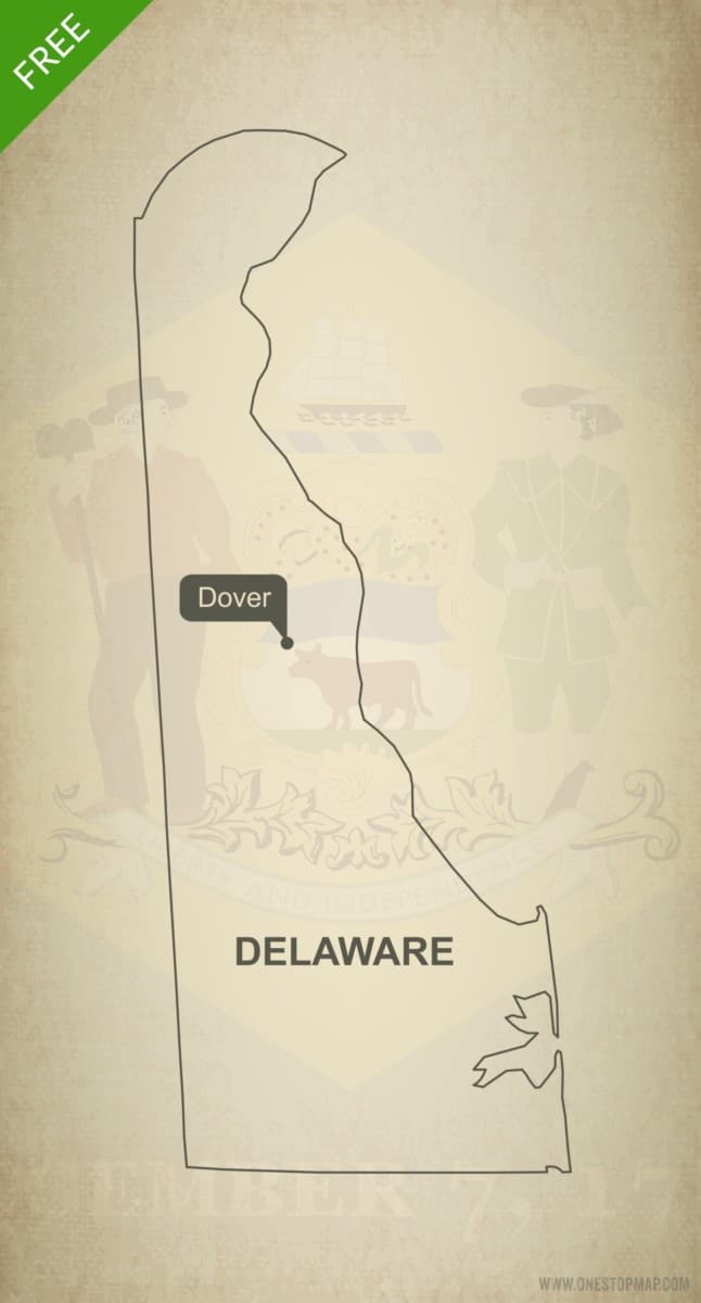 Free vector map of Delaware outline | One Stop Map
