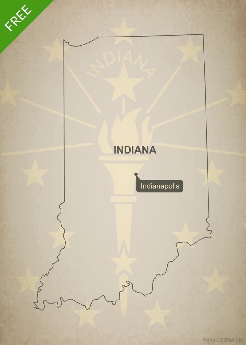 Free vector map of Indiana outline | One Stop Map