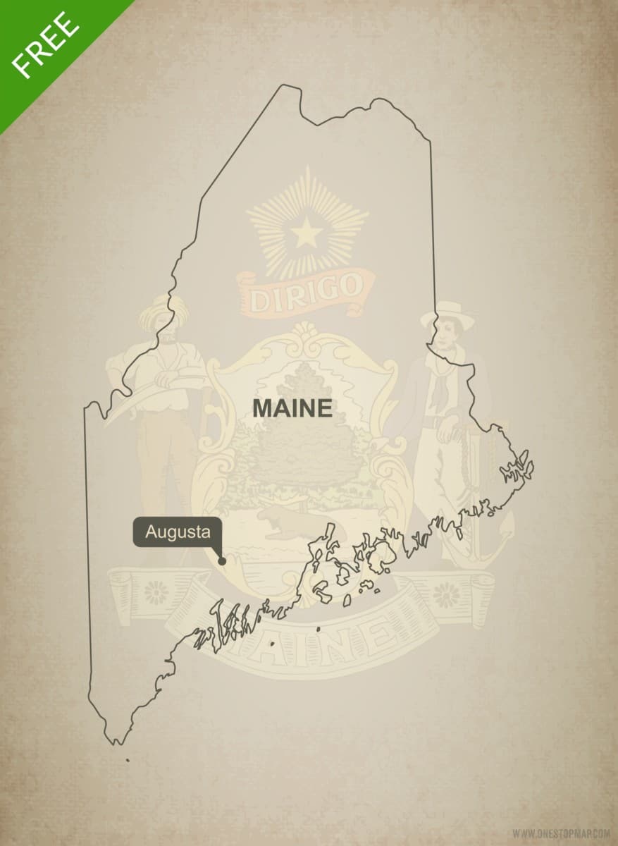Free vector map of Maine outline | One Stop Map