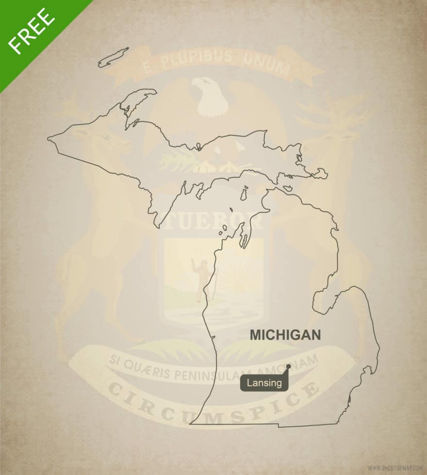 Vector Map of Michigan political | One Stop Map