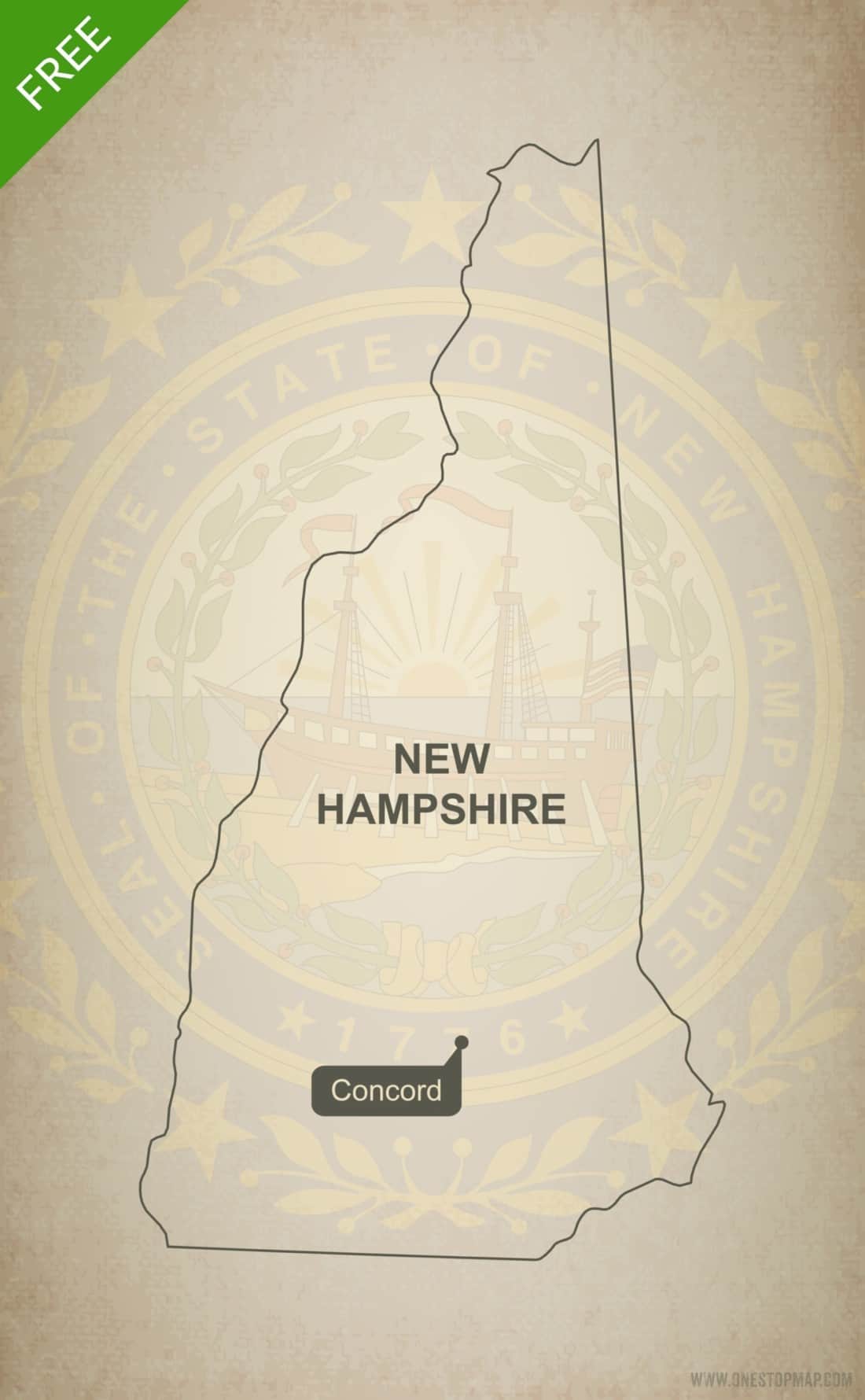 Vector Map of New Hampshire political | One Stop Map