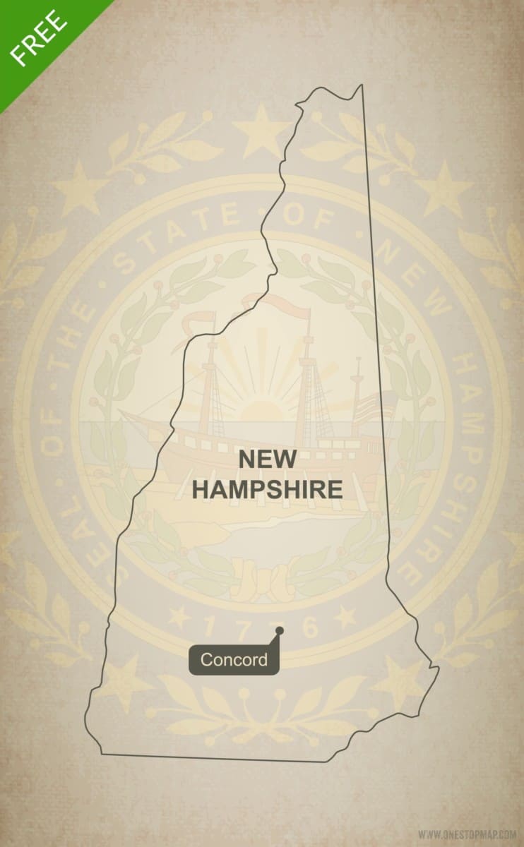Vector Map of New Hampshire political | One Stop Map