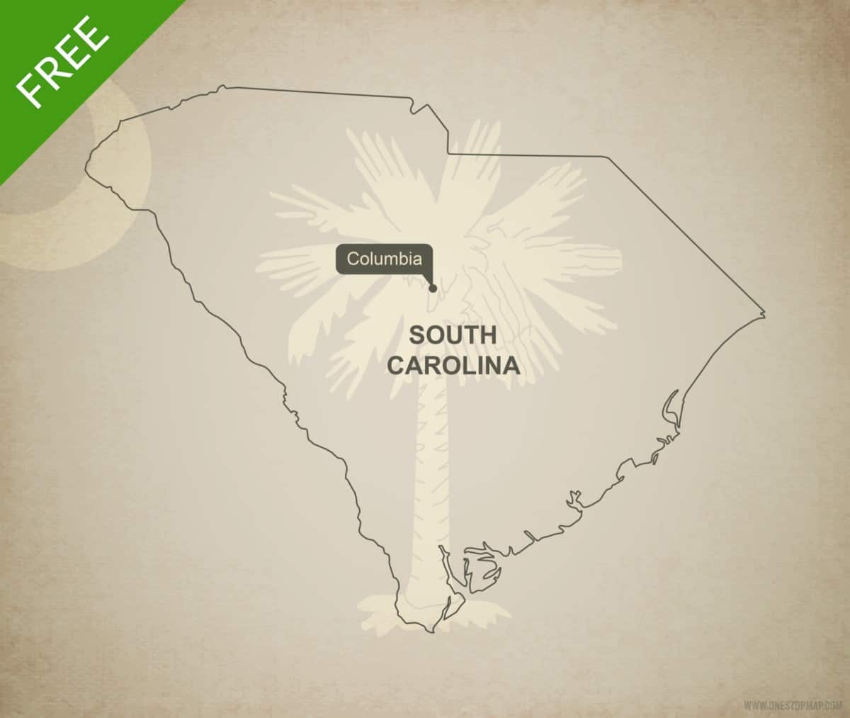 Free vector map of South Carolina outline | One Stop Map