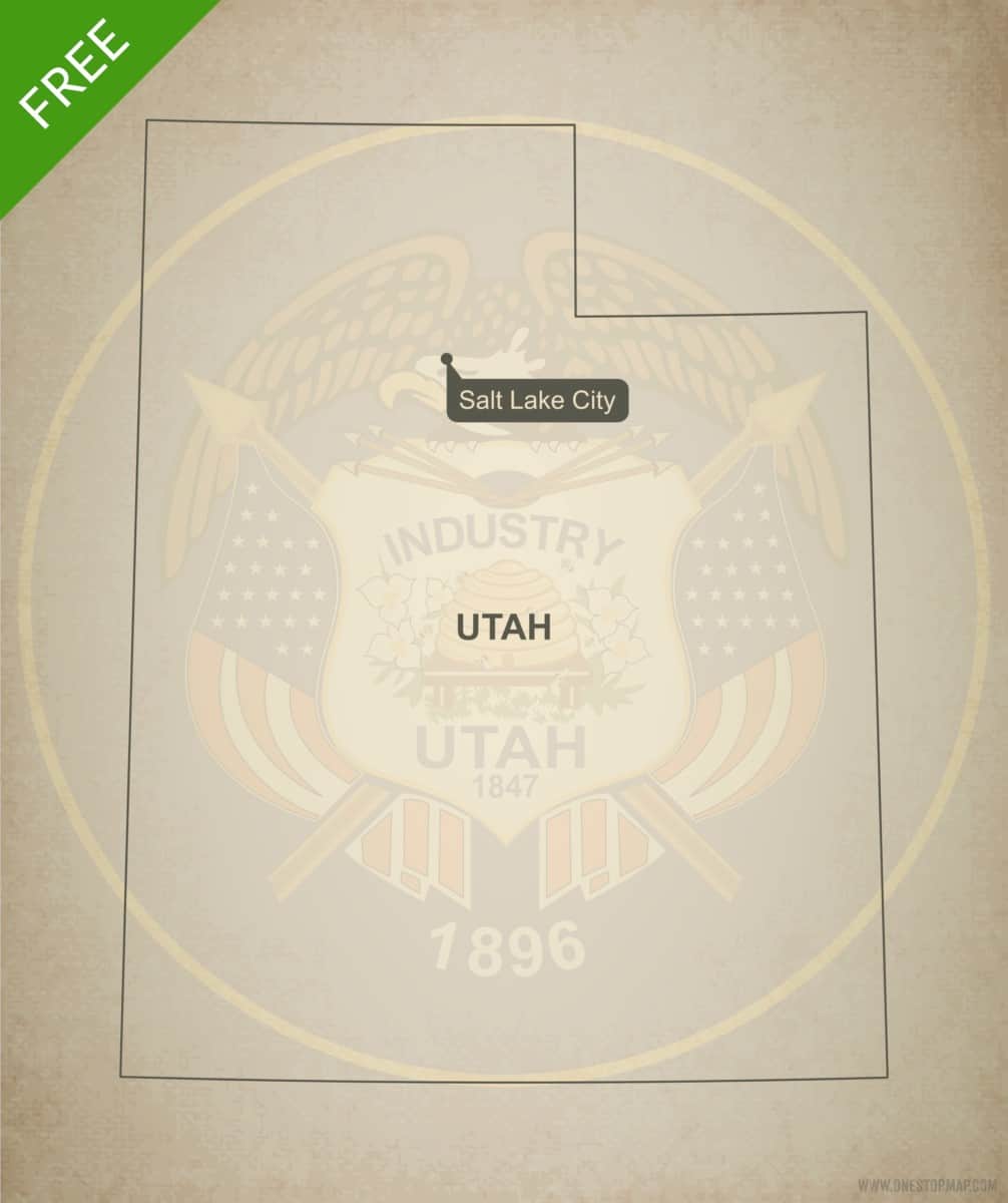 Free vector map of Utah outline | One Stop Map