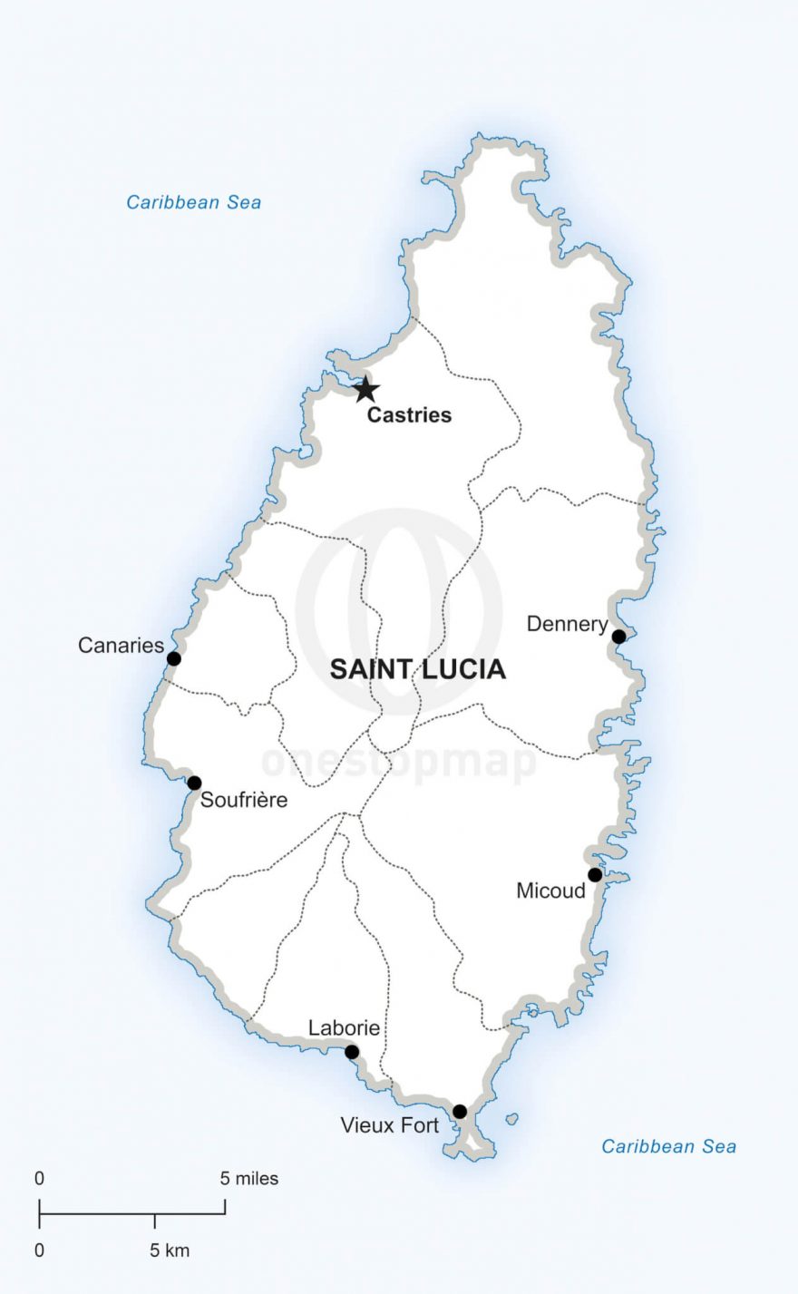 Vector Map of Saint Lucia Political | One Stop Map Vector Map of Saint Lucia Political | One Stop Map