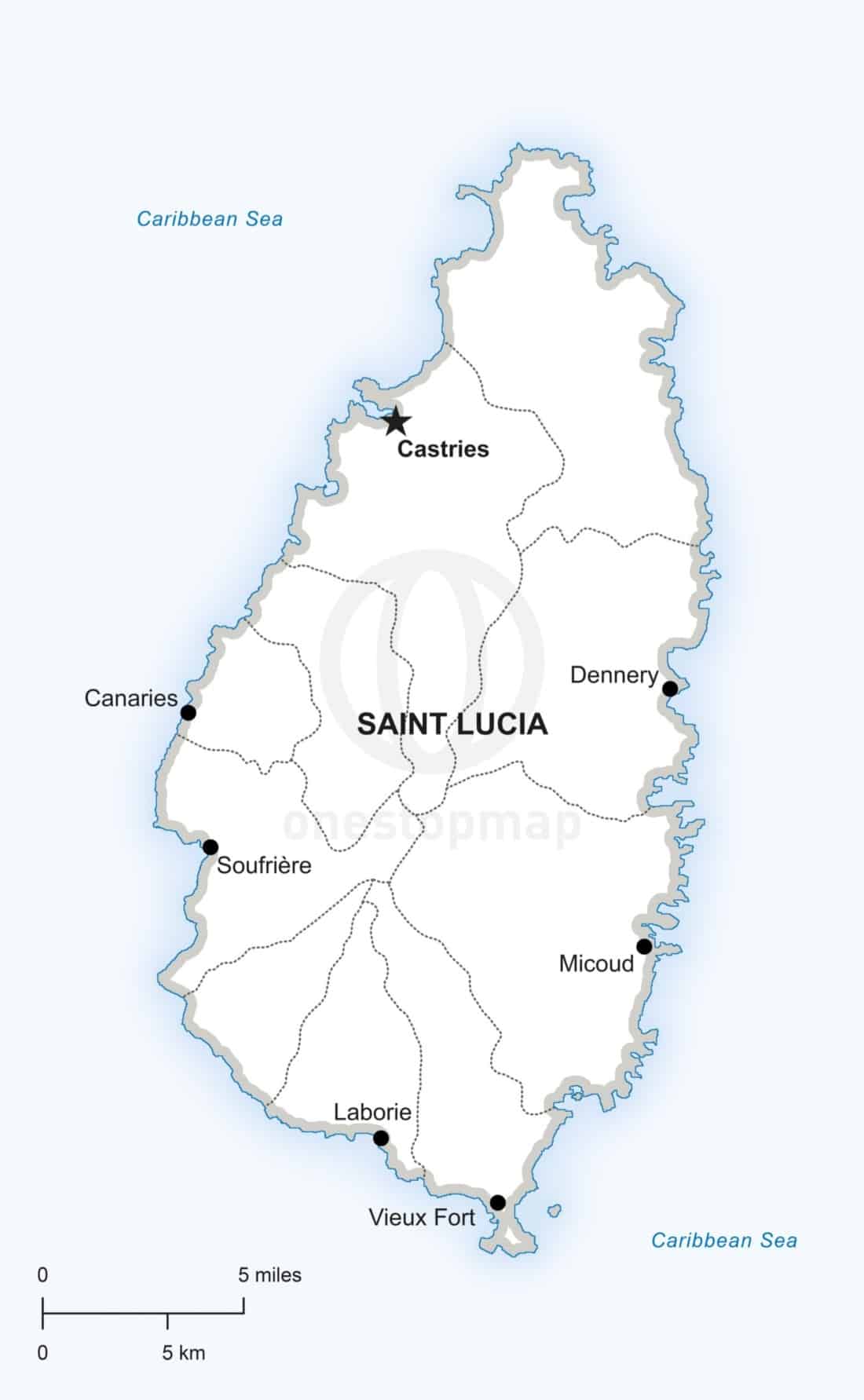 Vector Map of Saint Lucia Political | One Stop Map