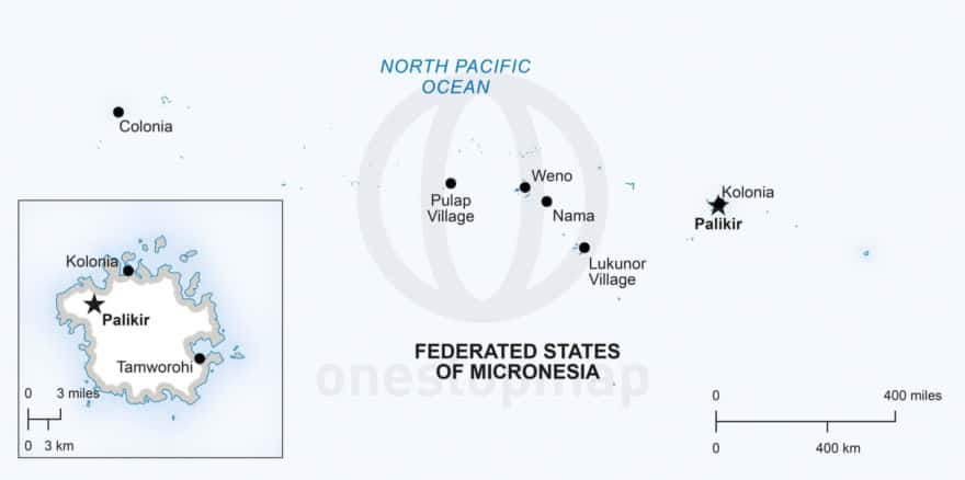 Vector Map of Micronesia Political | One Stop Map