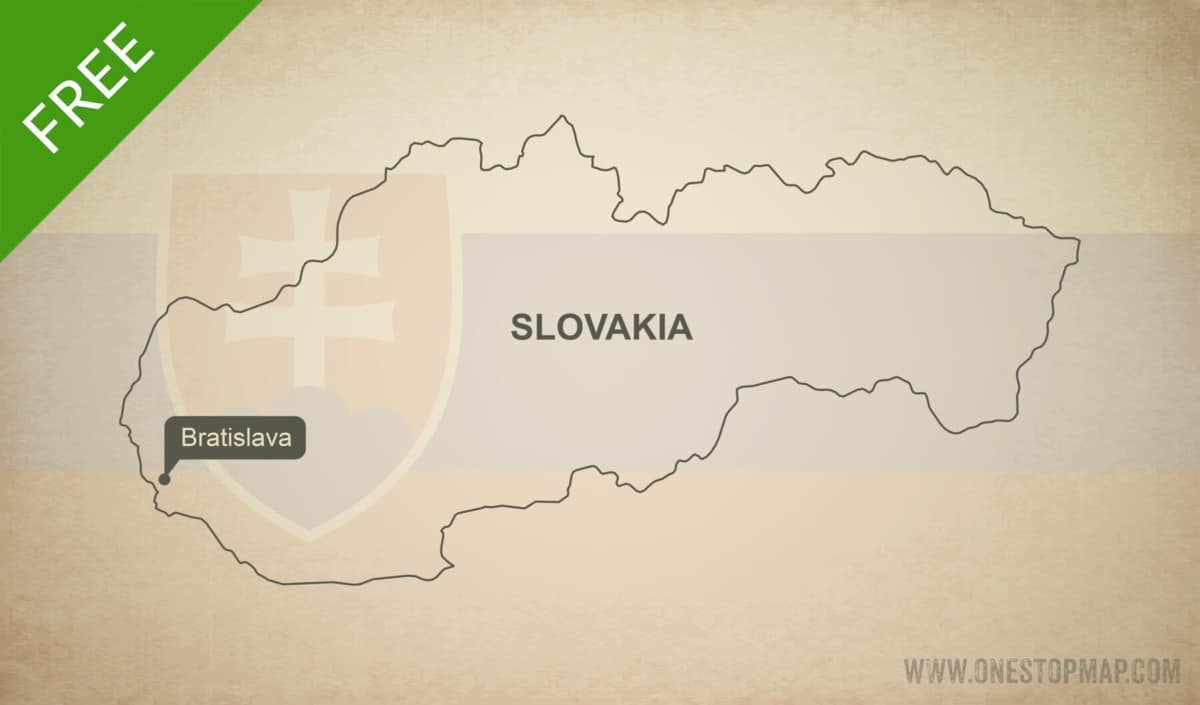 Free Vector Map of Slovakia Outline | One Stop Map