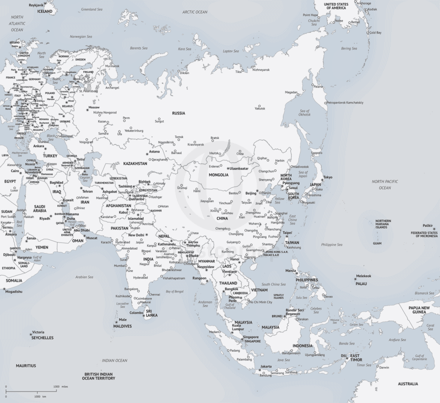 Vector Map of Asia Continent Political | One Stop Map