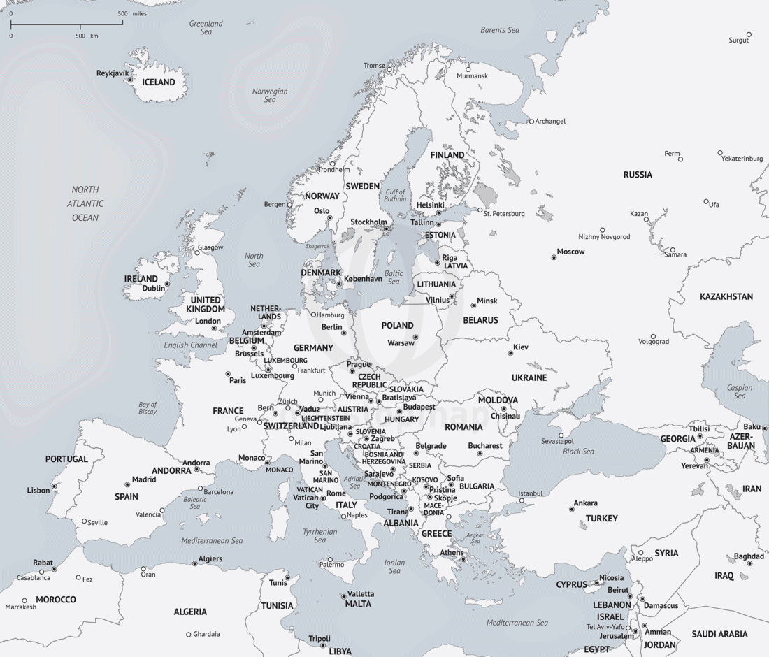 Vector Map of Europe Continent Political | One Stop Map