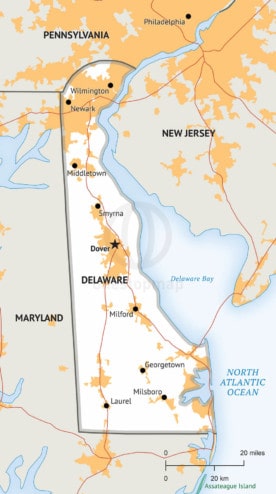 Vector Map of Delaware political | One Stop Map