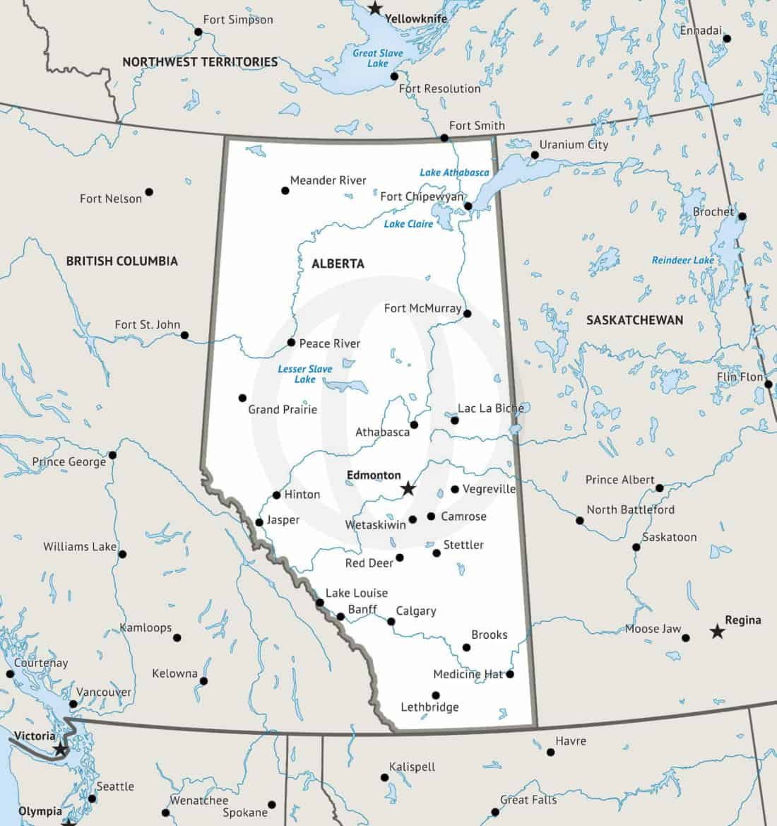 Stock Vector Map of Alberta | One Stop Map