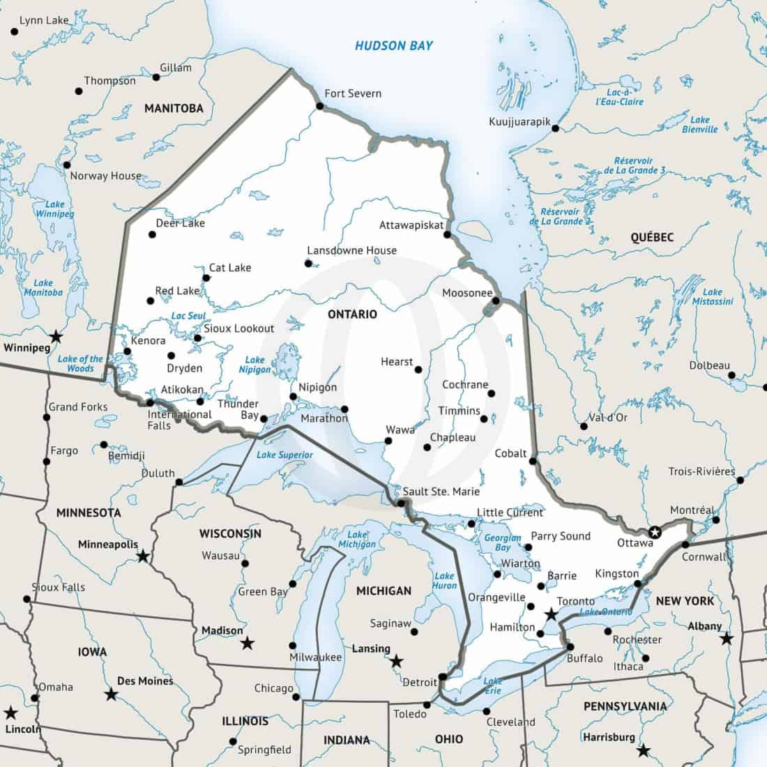 Stock Vector Map of Ontario | One Stop Map