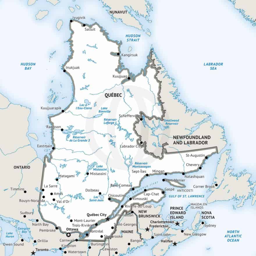 Stock Vector Map of Quebec | One Stop Map
