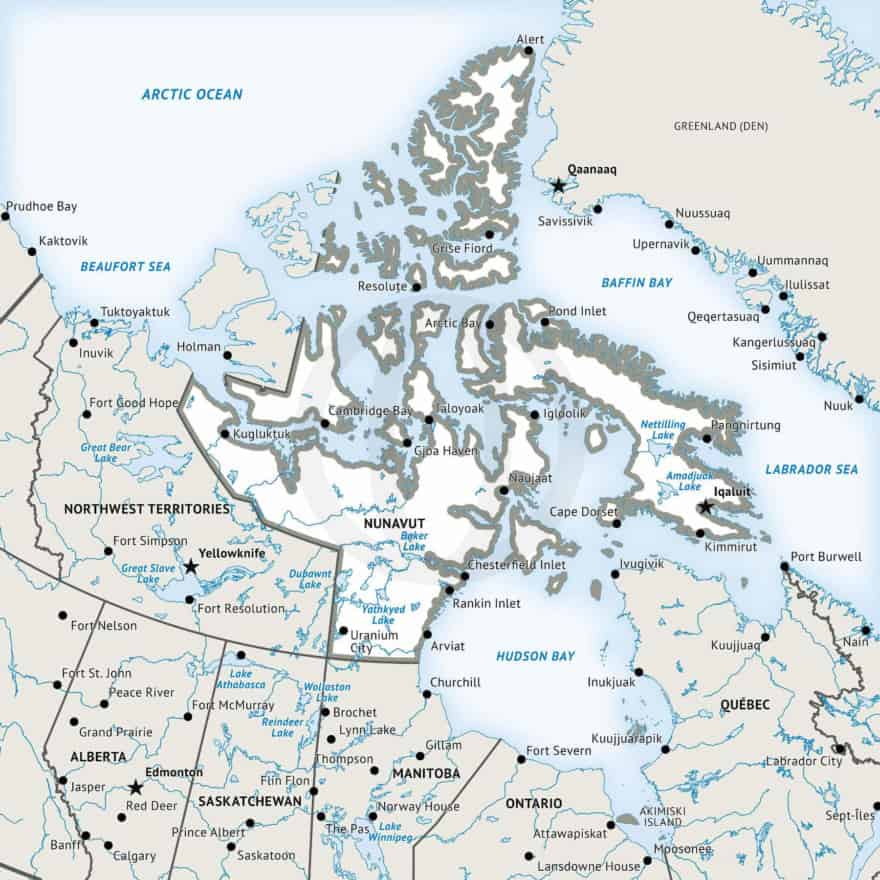 Stock Vector Map of Nunavut | One Stop Map