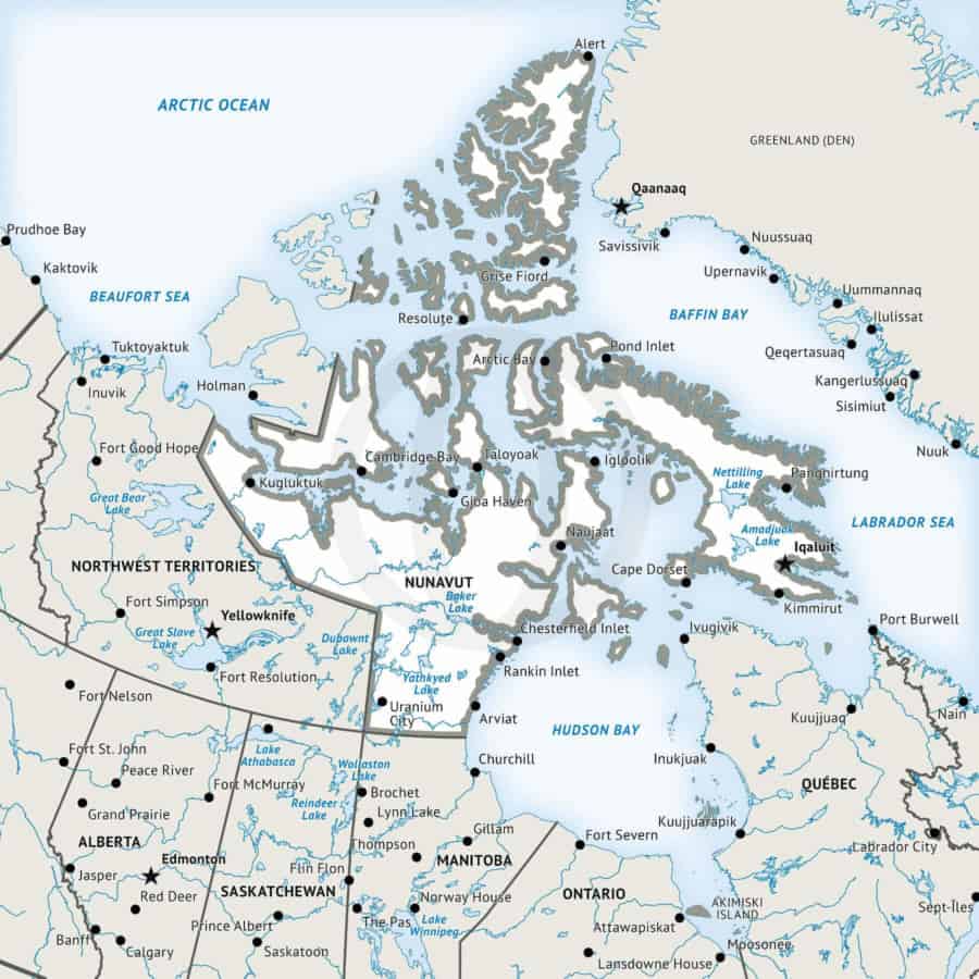 Stock Vector Map of Nunavut | One Stop Map