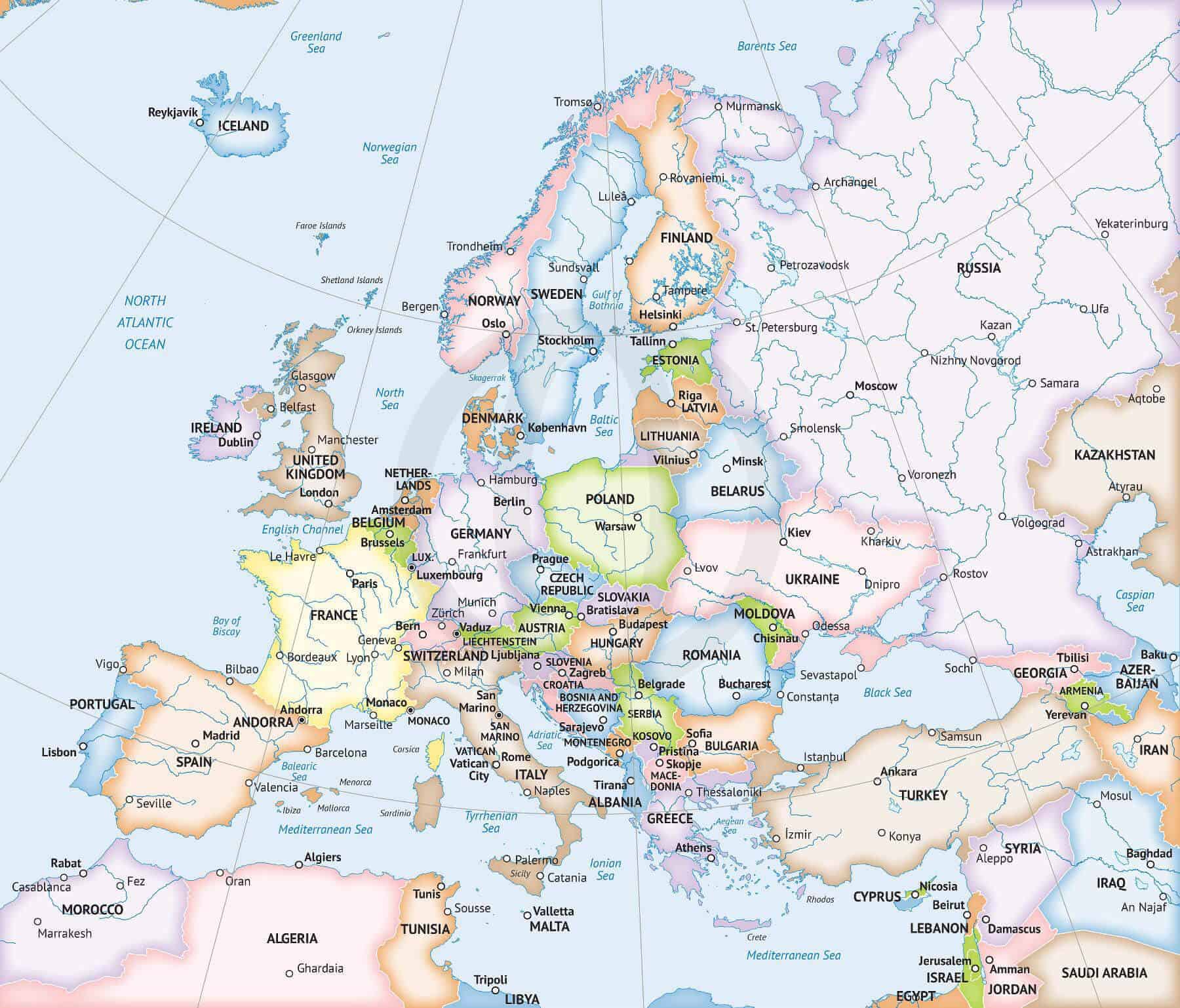 Printable Map Of Europe With Countries - United States Map