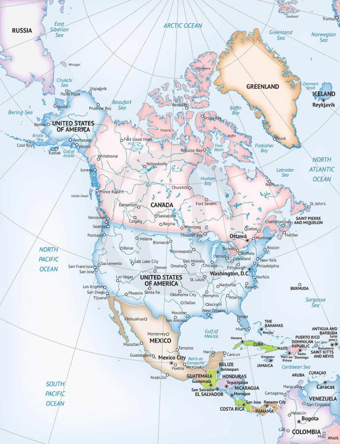 Vector Map of North America Continent | One Stop Map