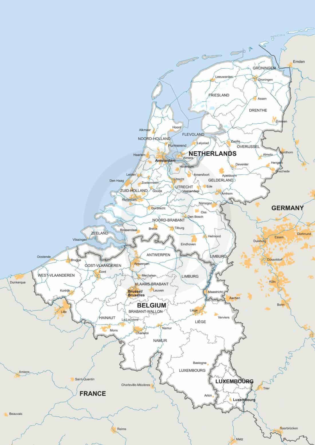 Vector Maps of Benelux | One Stop Map