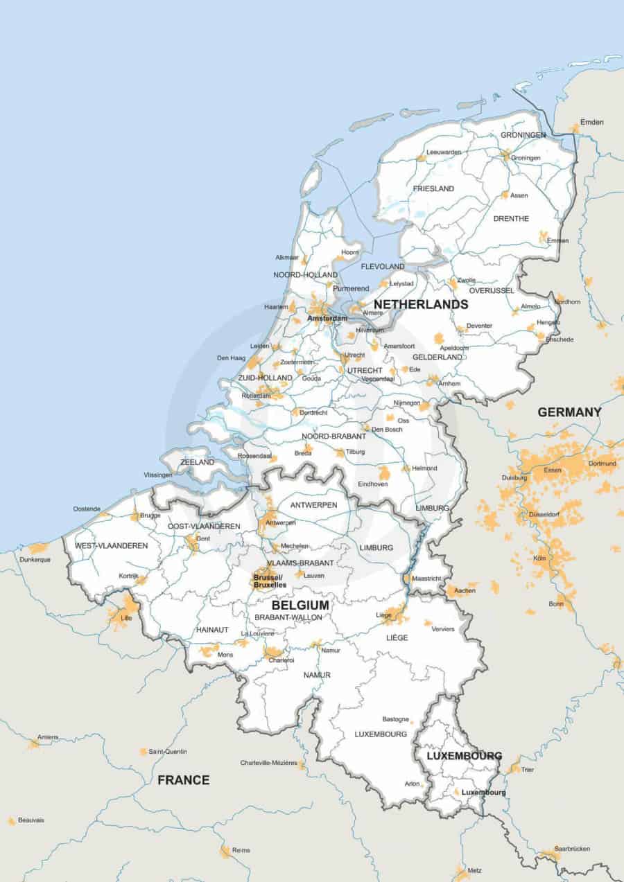 Vector Maps of Benelux | One Stop Map