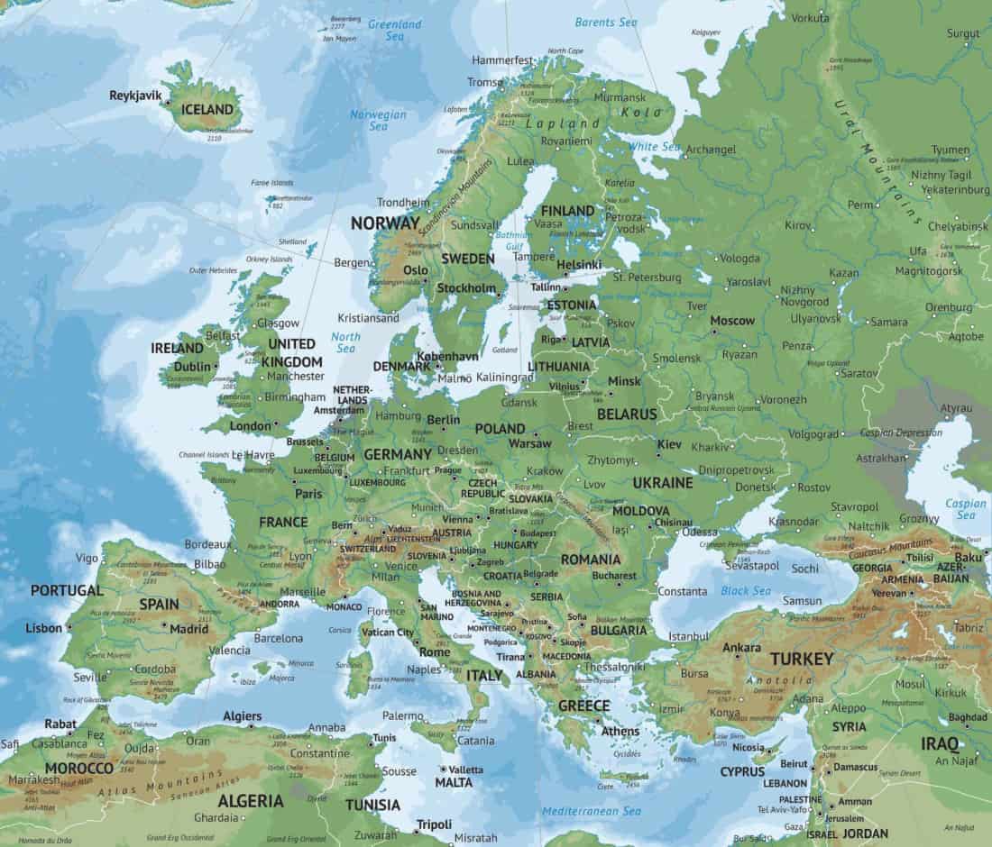 Vector Map of Europe Continent Political | One Stop Map