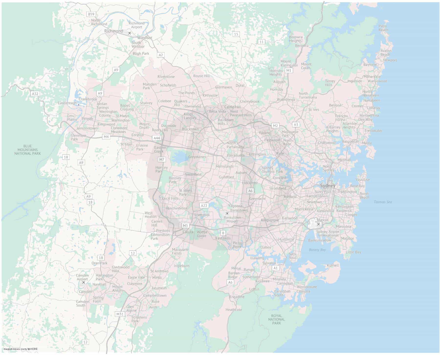 Detailed map of Sydney | One Stop Map