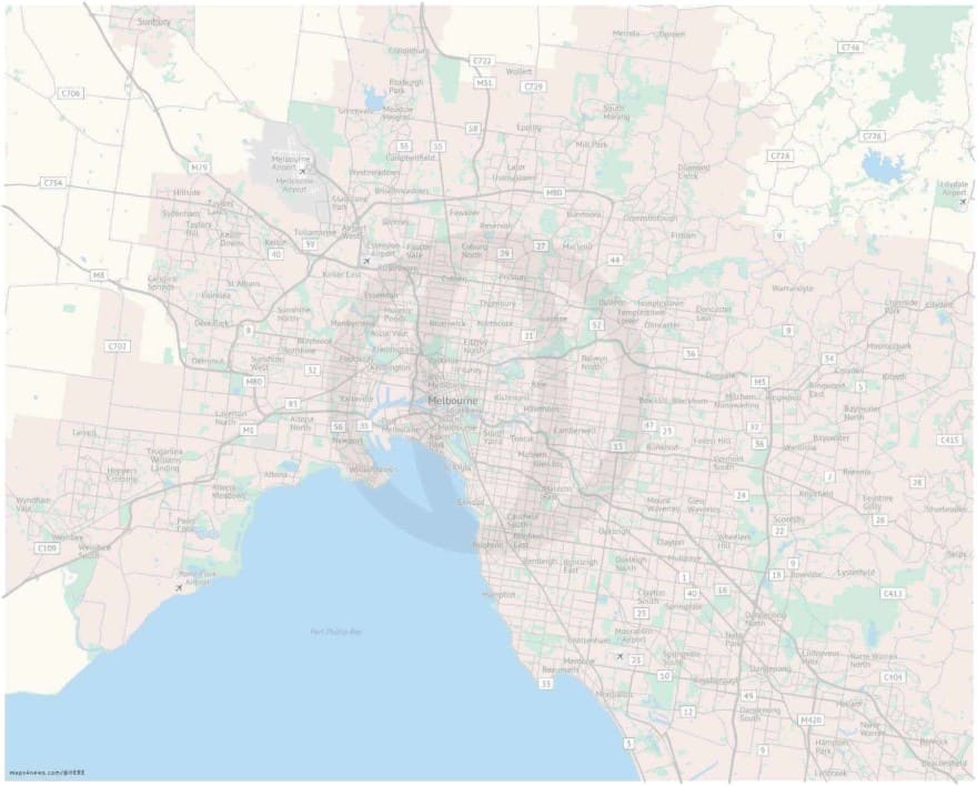 Detailed map of Melbourne | One Stop Map