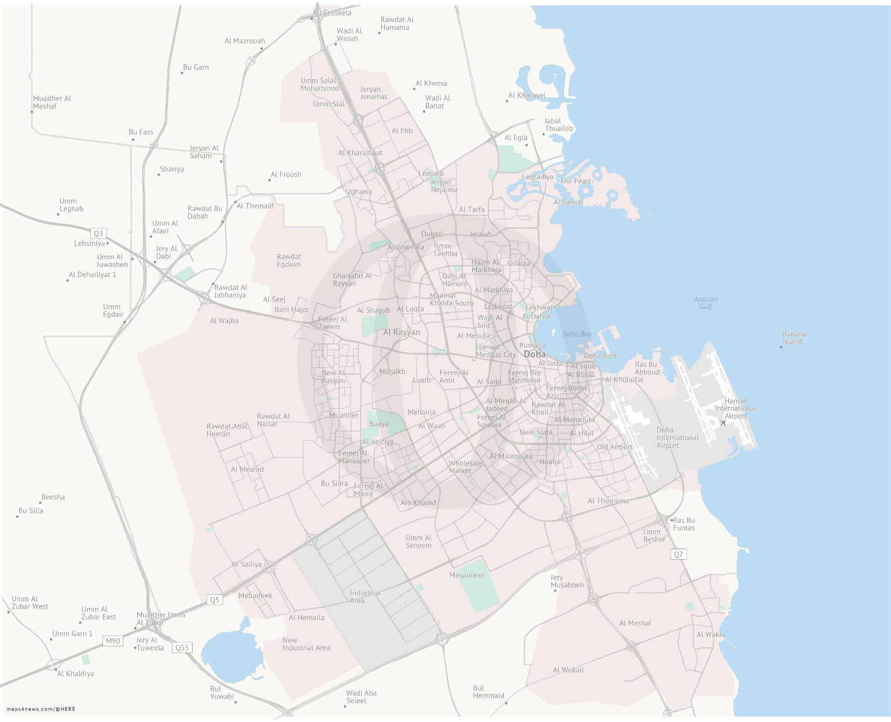 Detailed map of Doha | One Stop Map