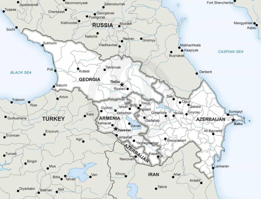 Vector Map of the Caucasus Political | One Stop Map