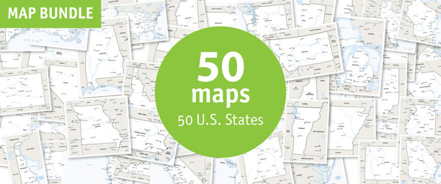 Buy 51 Vector Maps U.S. States Maps: Lowest Price 65% Off